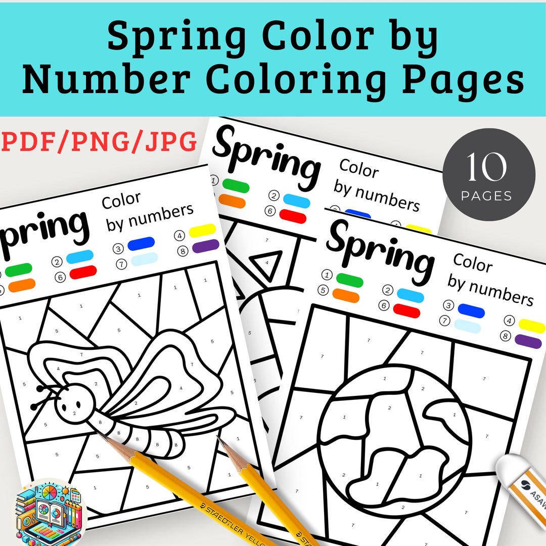 Spring Color by Number Coloring Pages – Seasonal Fun for Kids - Etsy