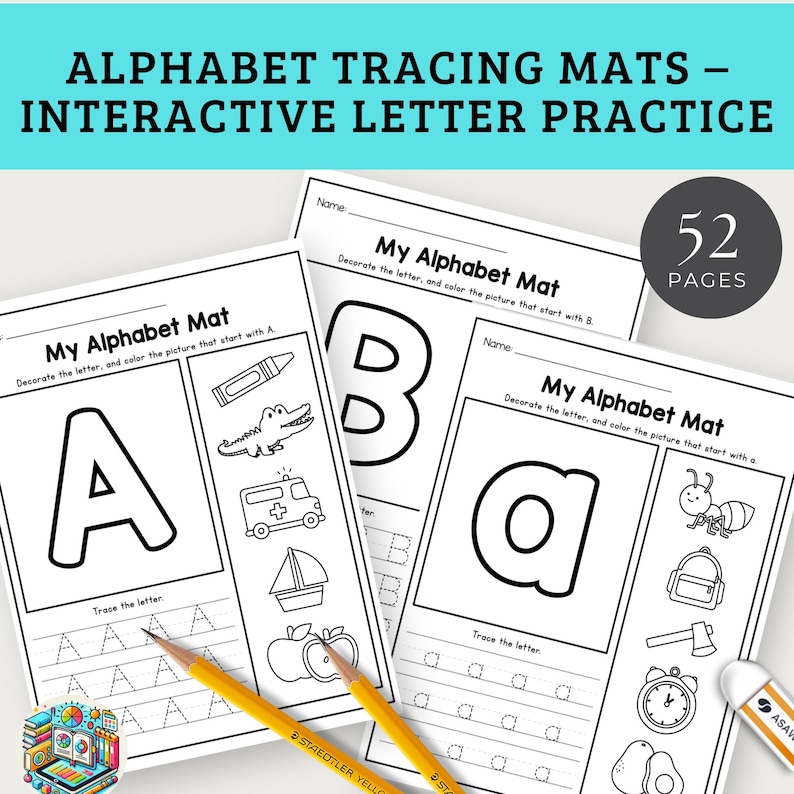 Alphabet Tracing Mats – Interactive Letter Practice - Etsy