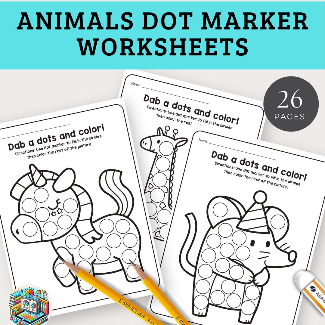 Animals Dot Marker Worksheets | 26-page PDF | Fun & Engaging Activity ...