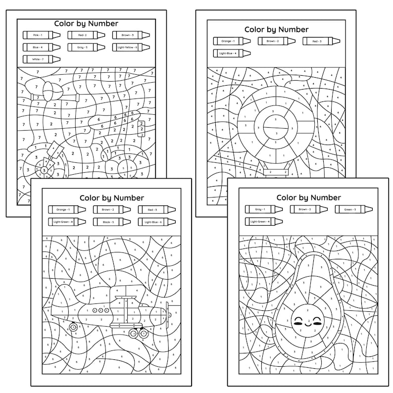 Color by Number Coloring Pages - Etsy
