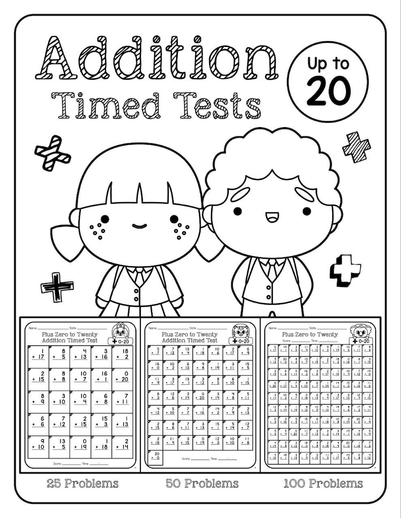 Addition and Subtraction Timed Tests | Math Fact Fluency Worksheets - Etsy