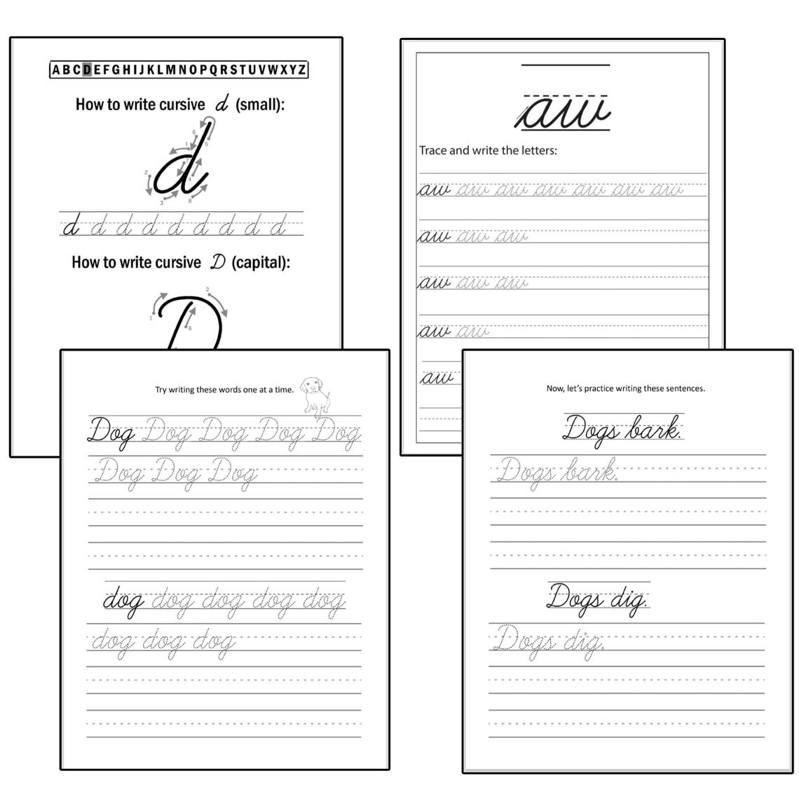 Cursive Handwriting Workbook | Learn American Cursive - Etsy