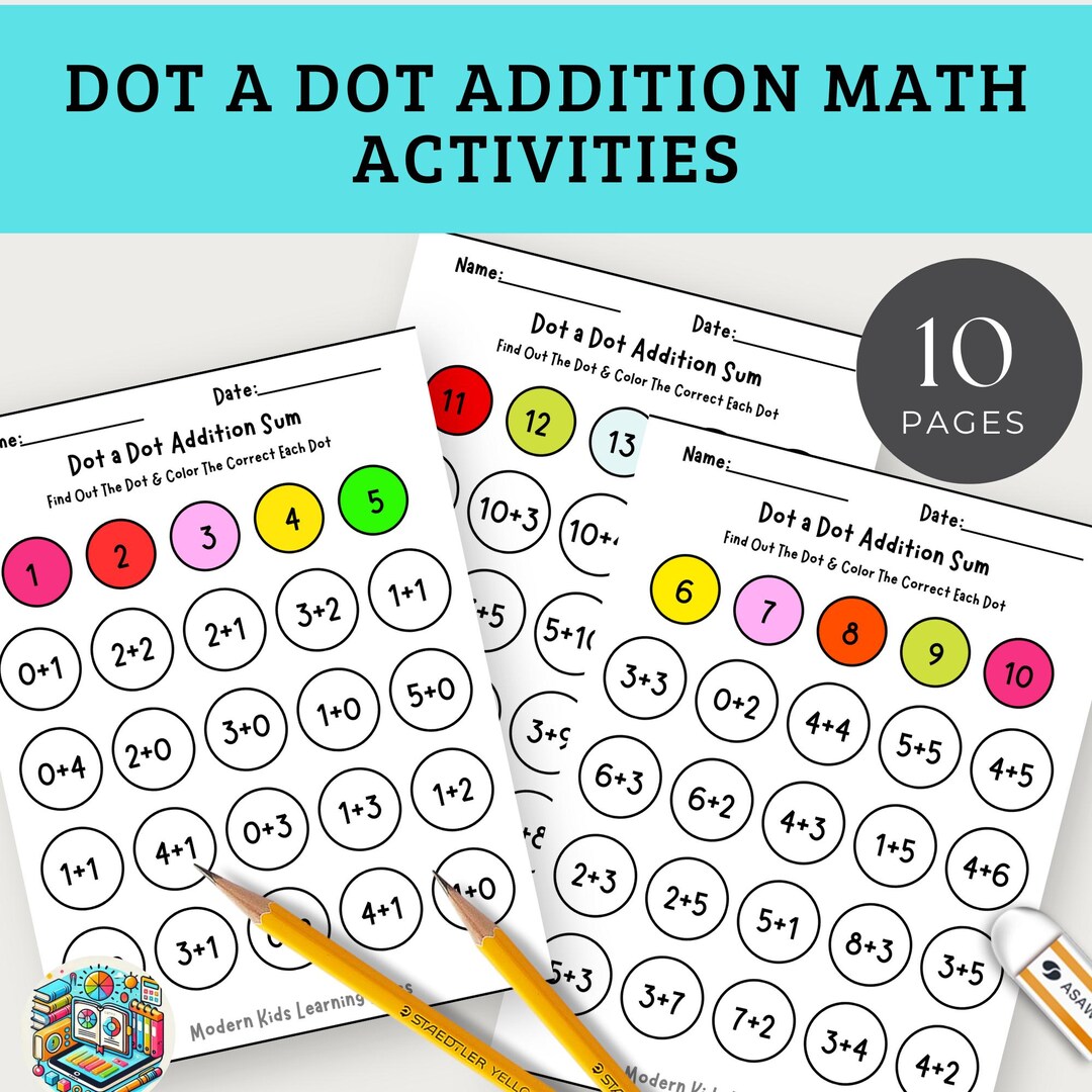 Dot a Dot Addition Math Activities - Etsy