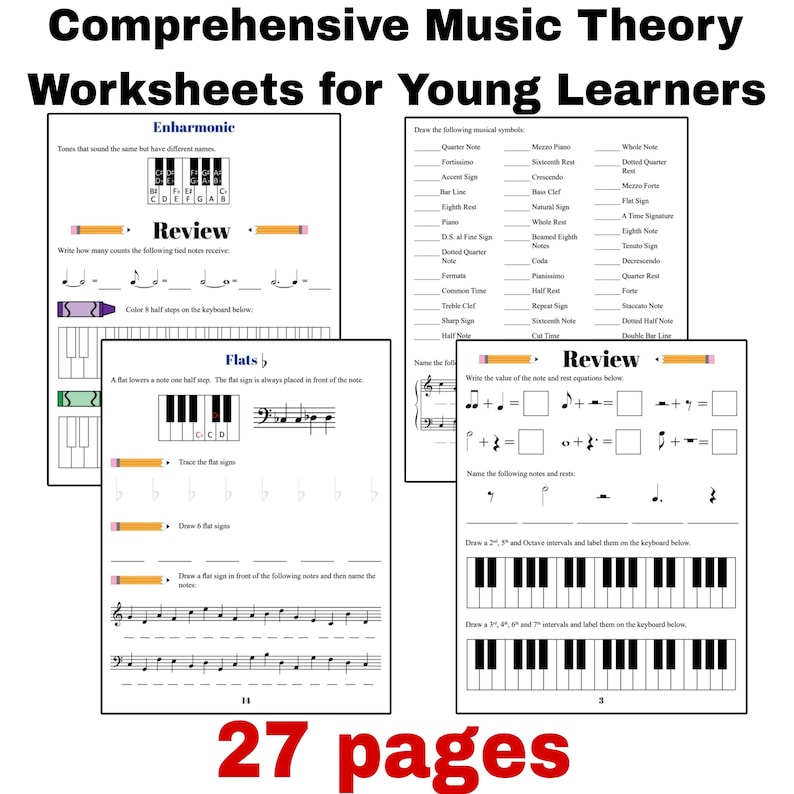 Comprehensive Music Theory Worksheets for Young Learners - Etsy