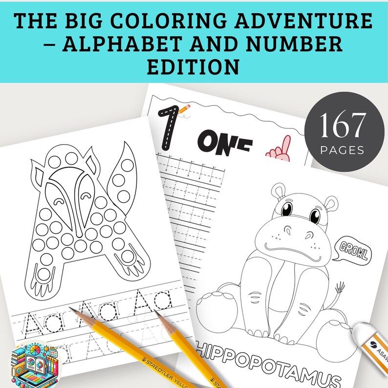 The Big Coloring Adventure – Alphabet and Number Edition - Etsy