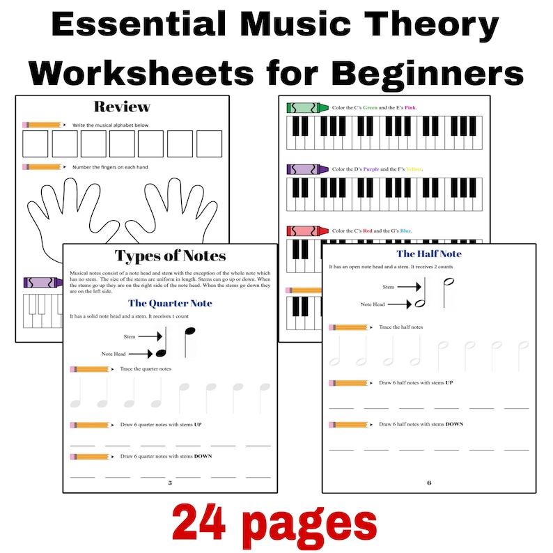 Essential Music Theory Worksheets for Beginners - Etsy