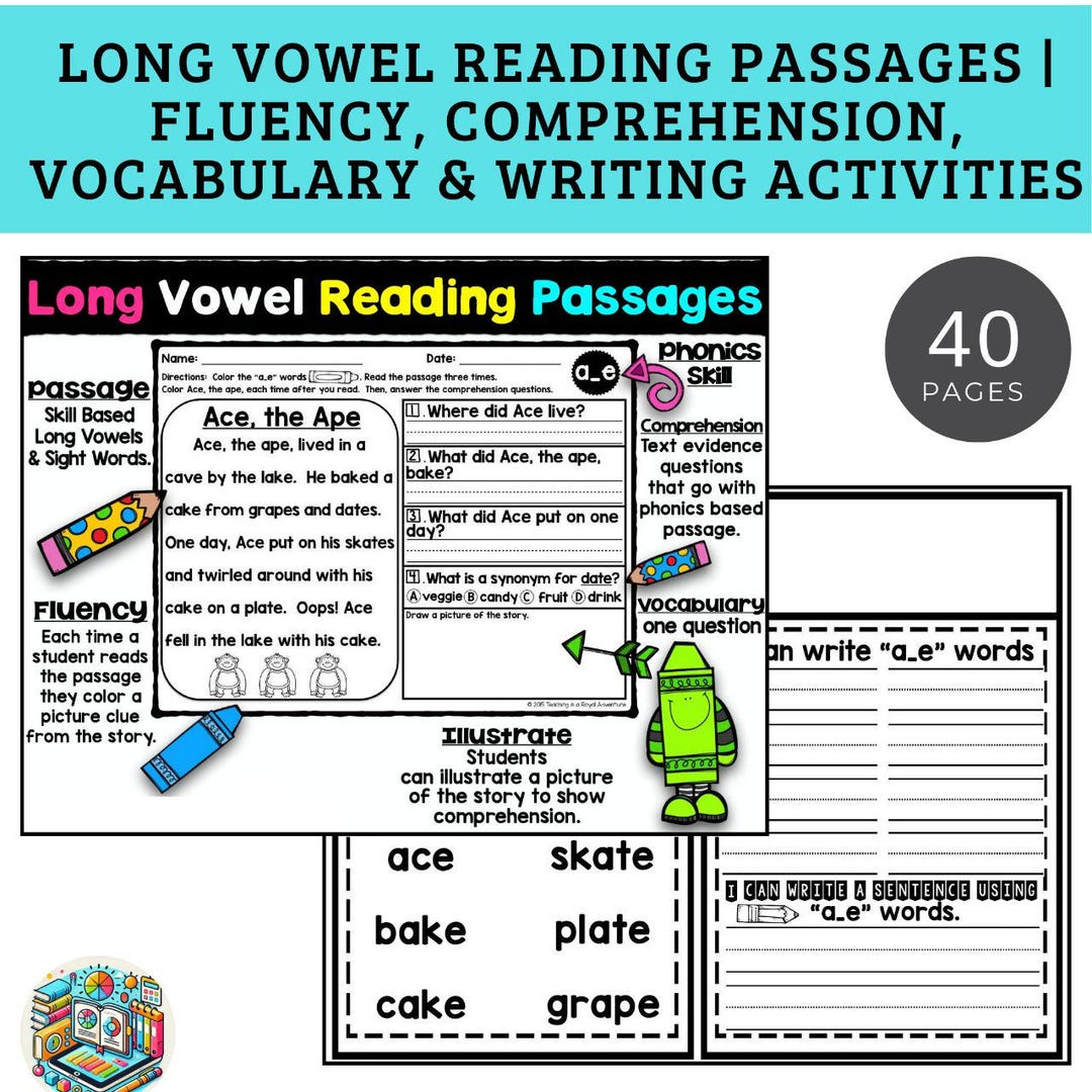 Long Vowel Reading Passages | Fluency, Comprehension, Vocabulary ...