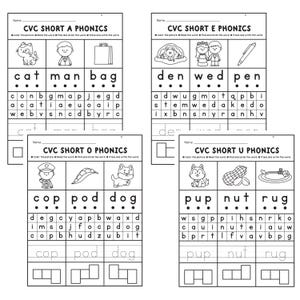 CVC Phonics Worksheets – Early Literacy Skills Practice for Kids - Etsy