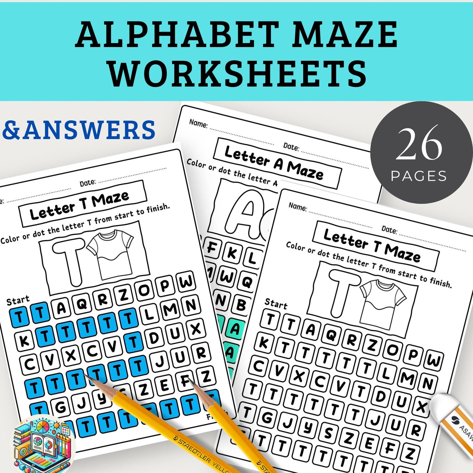 Alphabet Maze Worksheets - Etsy