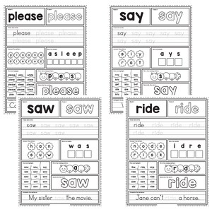 Kindergarten Dolch Sight Word Worksheets - Etsy