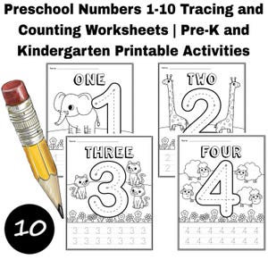 Preschool Numbers 1-10 Tracing and Counting Worksheets Pre-k and ...