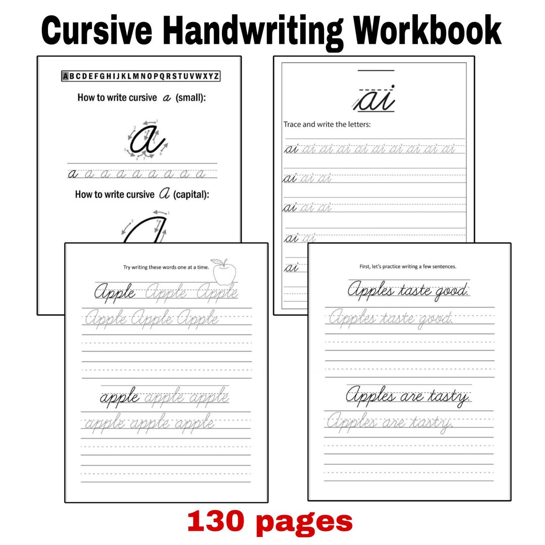 Cursive Handwriting Workbook Learn American Cursive - Etsy