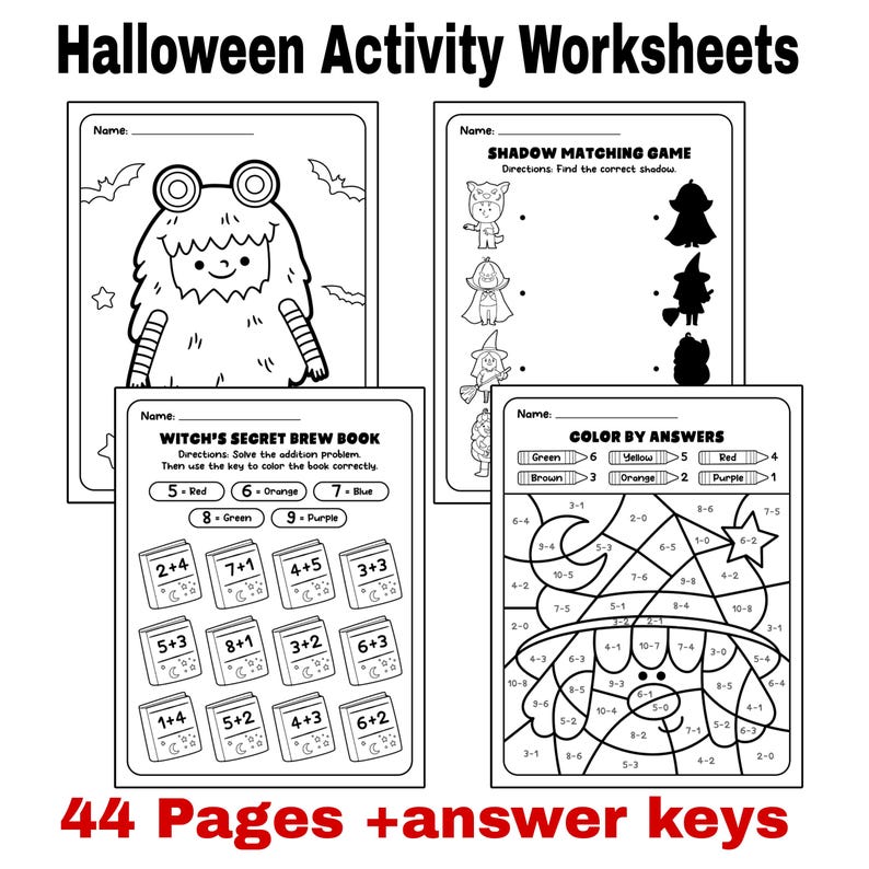 Halloween Activity Worksheets - Etsy