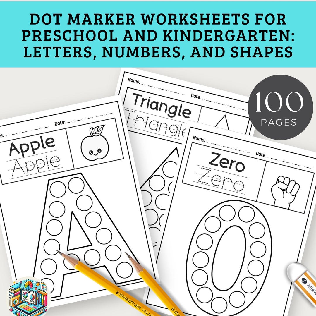 Dot Marker Worksheets for Preschool and Kindergarten: Letters, Numbers ...