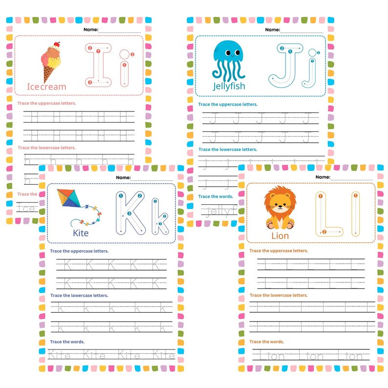 Early Learning Alphabet Tracing Sheets for Pre-k & Kindergarten - Etsy