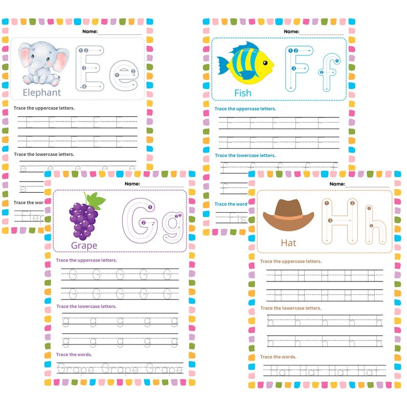 Early Learning Alphabet Tracing Sheets for Pre-k & Kindergarten - Etsy