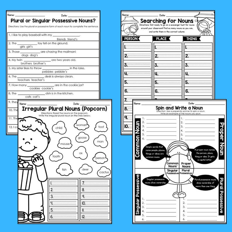 2nd Grade Nouns Worksheets | Common, Proper, Plural & Possessive Nouns ...