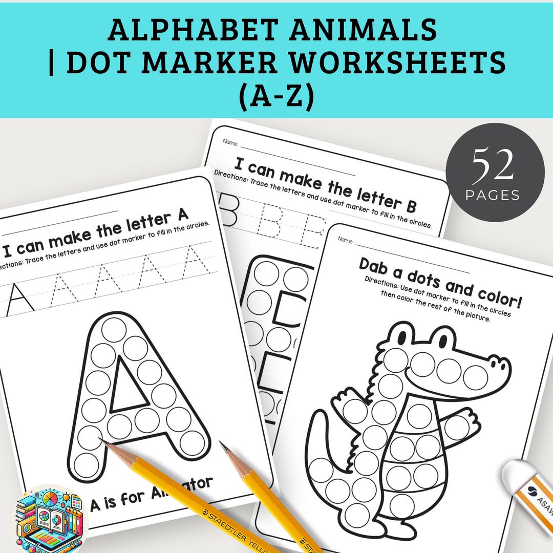 Alphabet Animals | Dot Marker Worksheets (A-Z) - Etsy