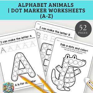 Alphabet Animals | Dot Marker Worksheets (A-Z) - Etsy