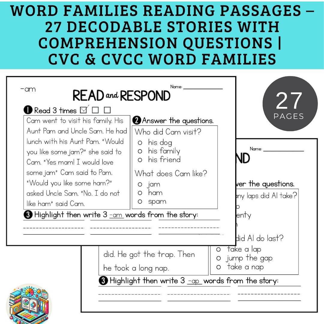 Word Families Reading Passages – 27 Decodable Stories With ...