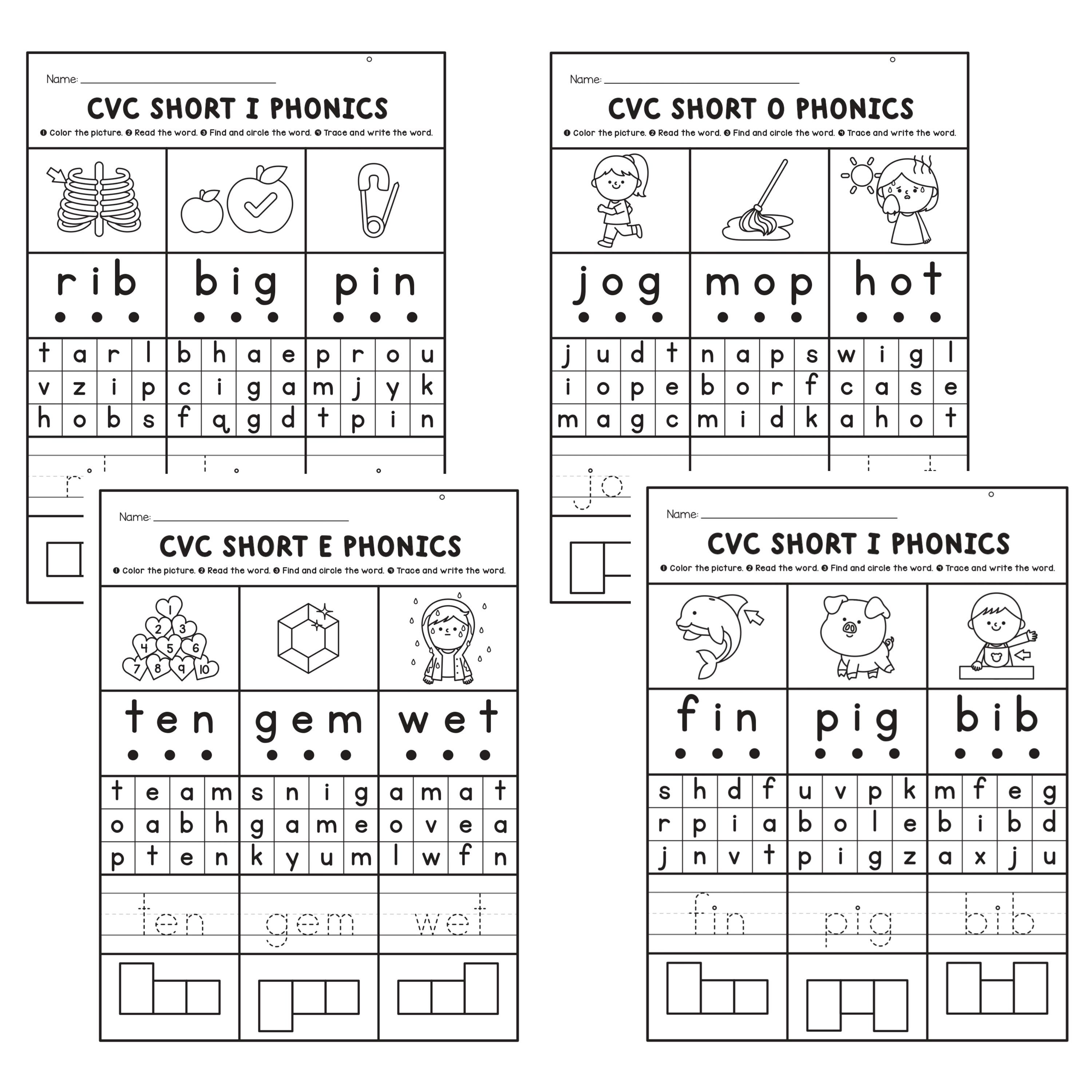 CVC Phonics Worksheets – Early Literacy Skills Practice for Kids - Etsy