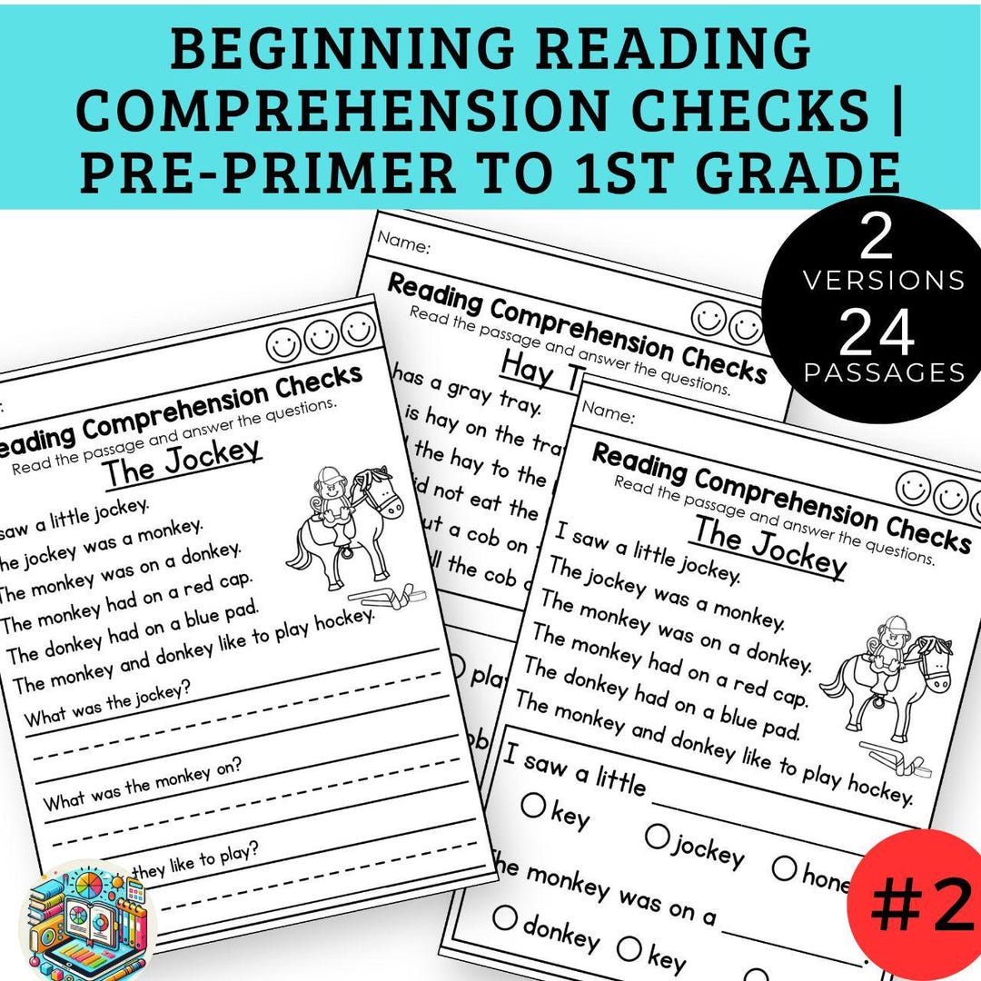 Beginning Reading Comprehension Checks | Pre-primer to 1st Grade - Etsy