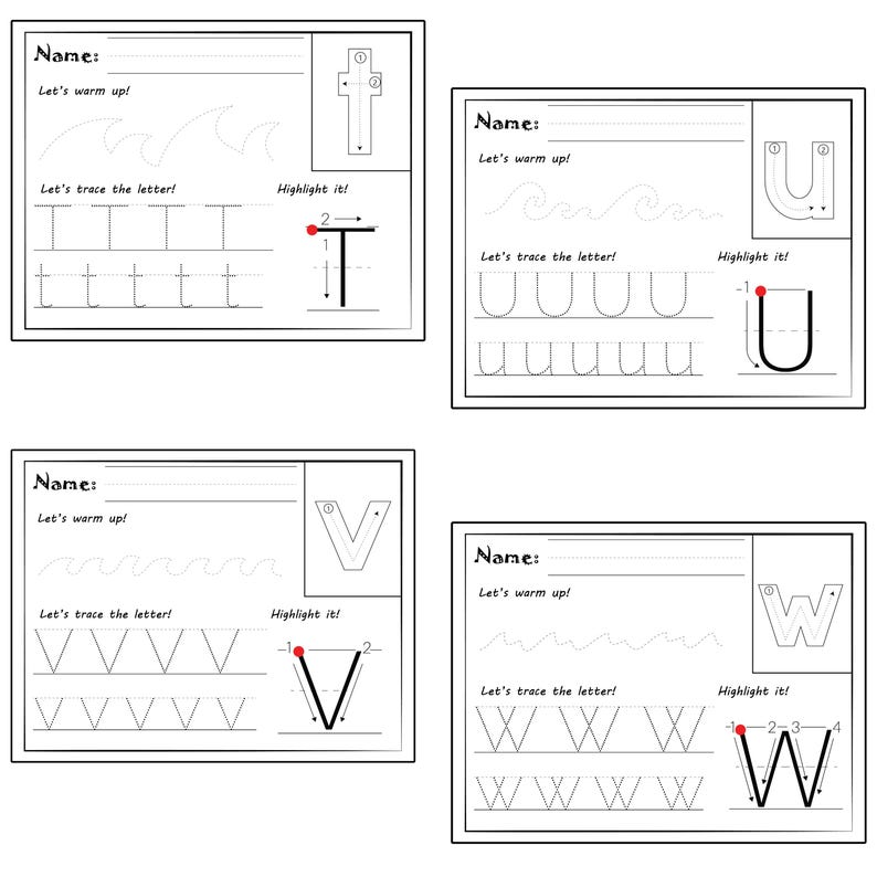 Alphabet Tracing and Letter Writing Worksheets - Etsy
