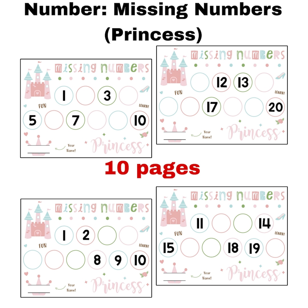 Number: Missing Numbers (princess) - Etsy