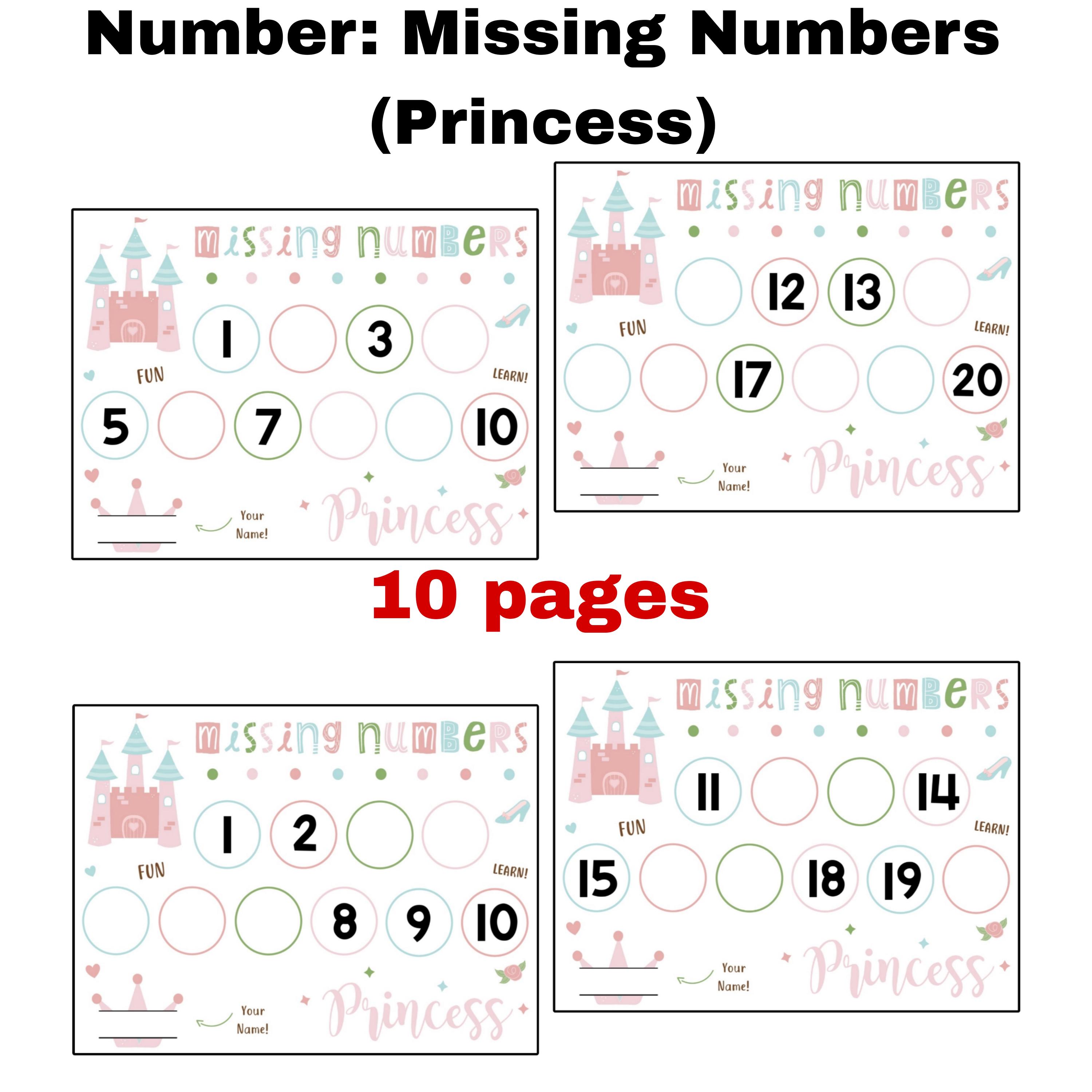 Number: Missing Numbers (princess) - Etsy