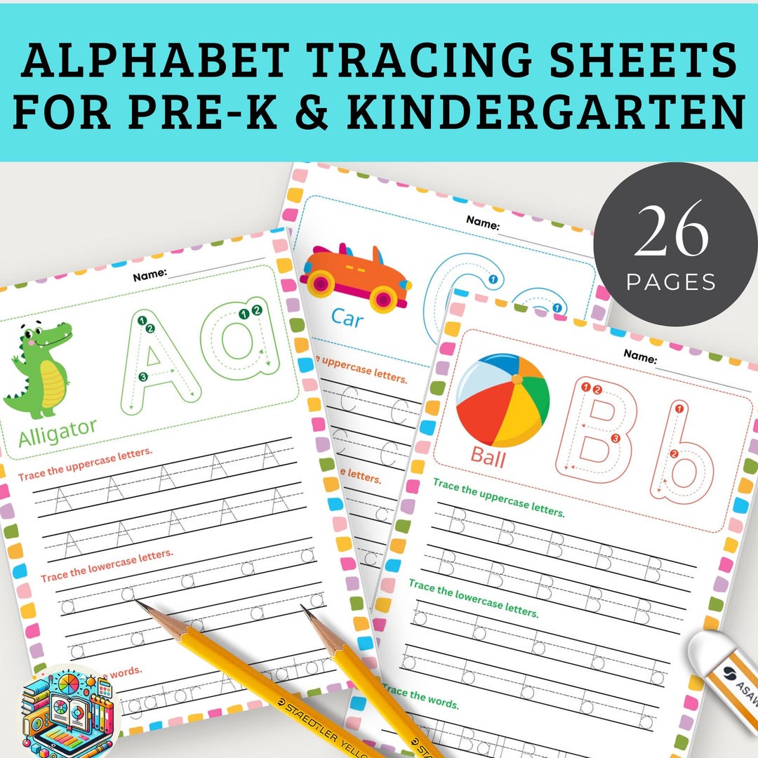 Early Learning Alphabet Tracing Sheets for Pre-k & Kindergarten - Etsy