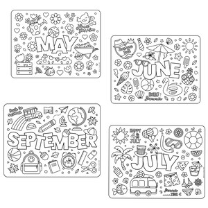 Monthly Coloring Pages - Etsy