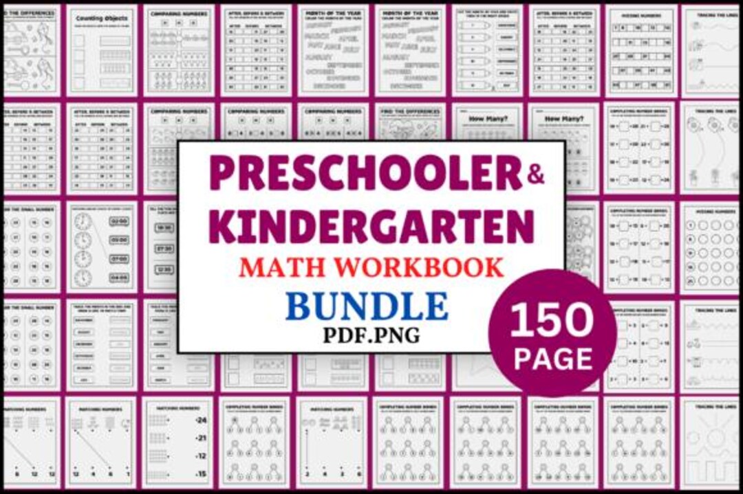 Preschool & Kindergarten Math Workbook – 150 Fun Learning Pages - Etsy ...