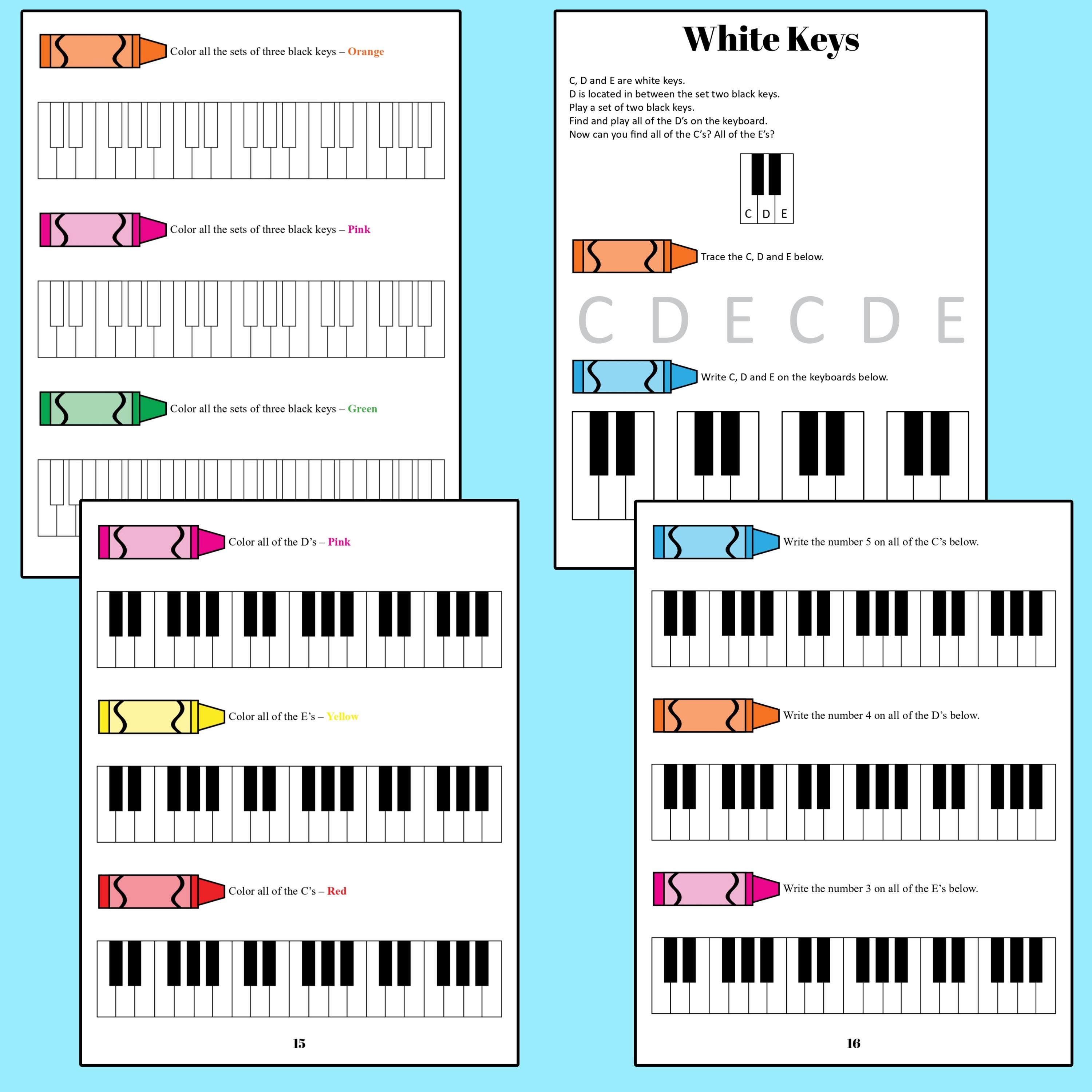 Beginner Piano Worksheets for Kids | Printable Music Activities for ...