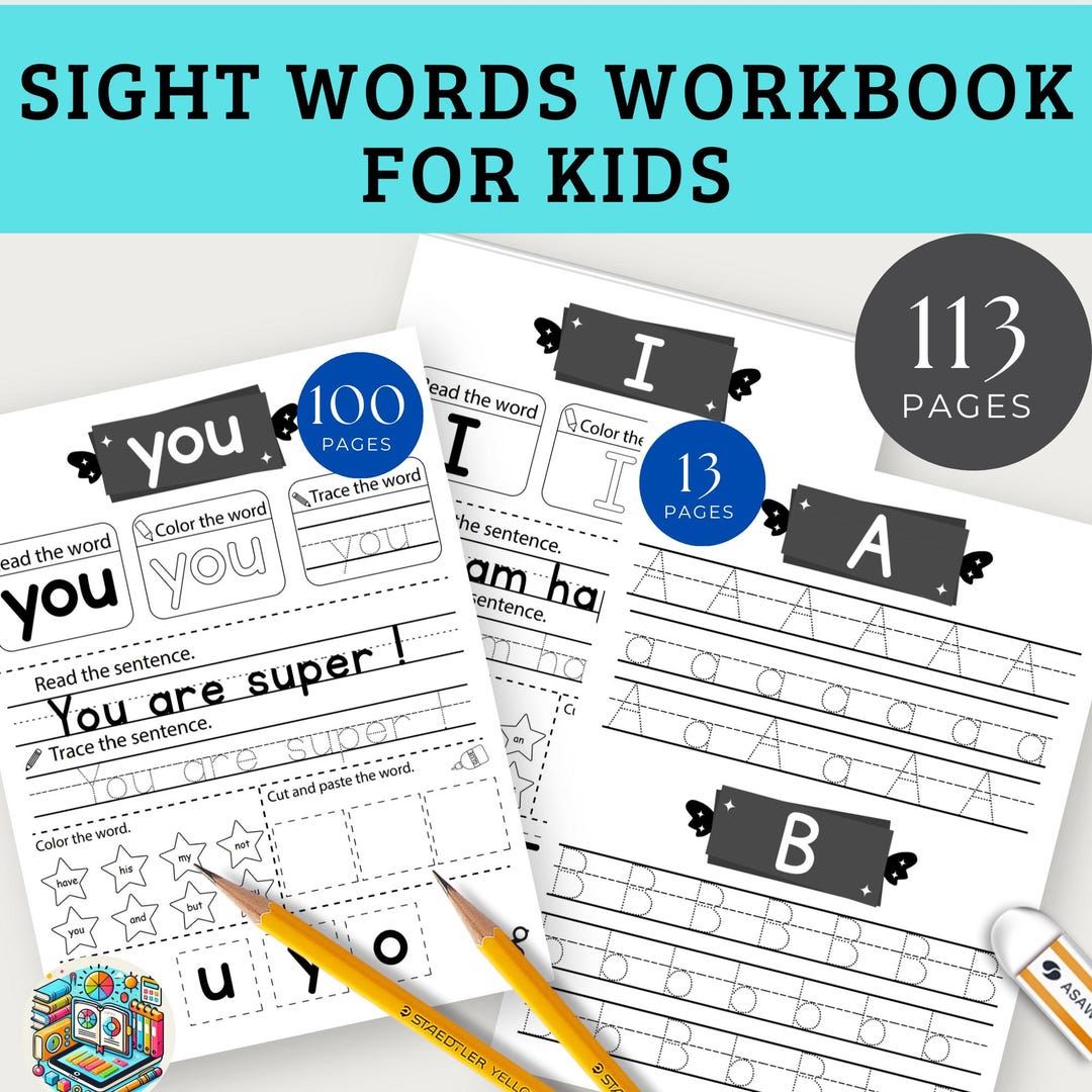 Sight Words Workbook for Kids - Etsy
