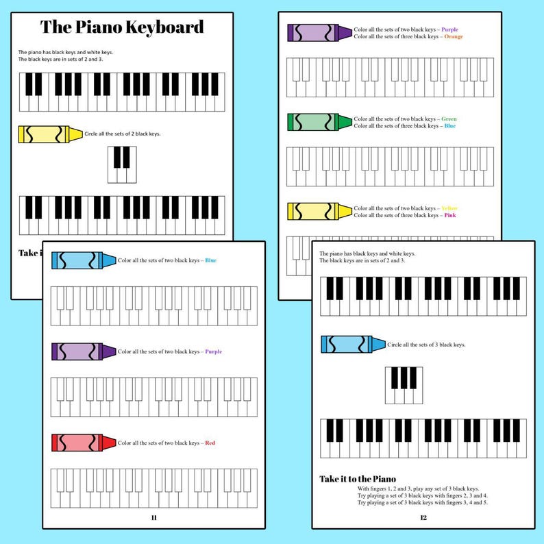 Beginner Piano Adventures: Worksheets for Kids - Etsy