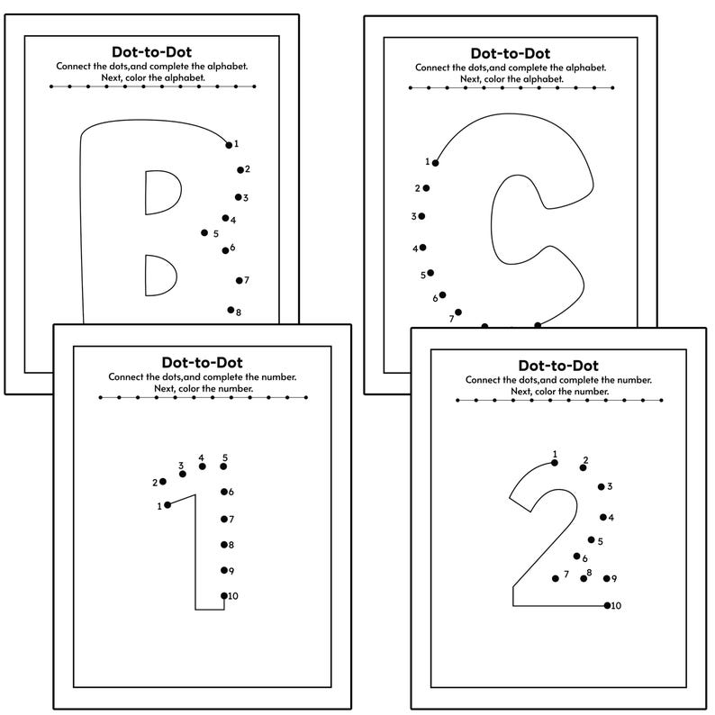 Alphabet & Number Dot-to-dot Activity Book - Etsy