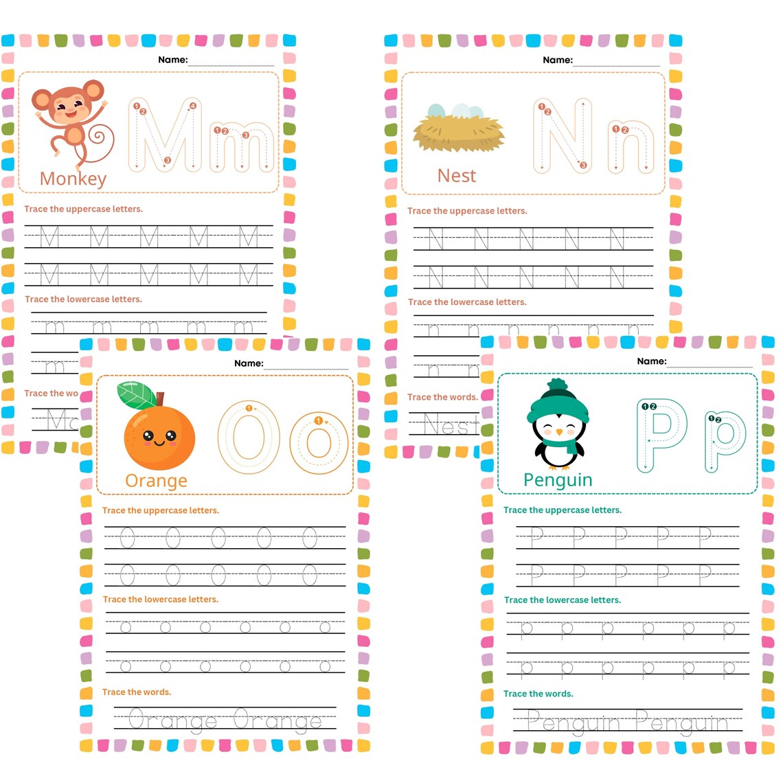 Early Learning Alphabet Tracing Sheets for Pre-k & Kindergarten - Etsy