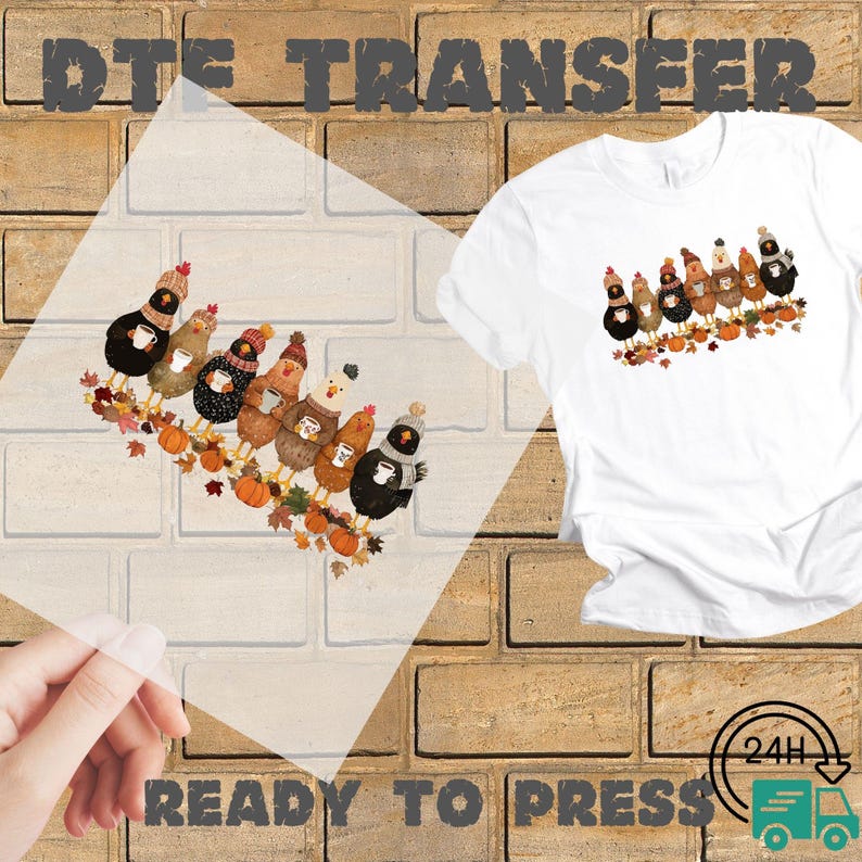 Fall Floral Chicken DTF Heat Transfer: Autumn Farmhouse Print - Etsy