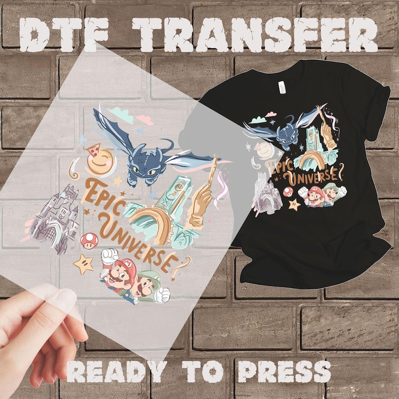 Epic Universe Mario DTF Transfer: Retro Pastel Design, Ready to Press ...