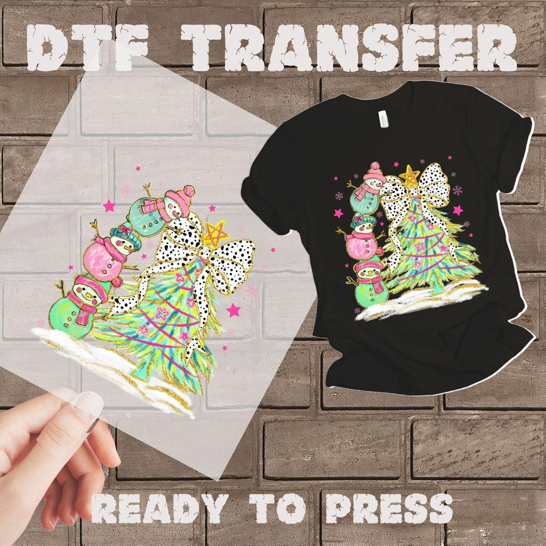 Christmas Snowman DTF Transfer: Retro Stacking Snowmen, Ready to Press ...