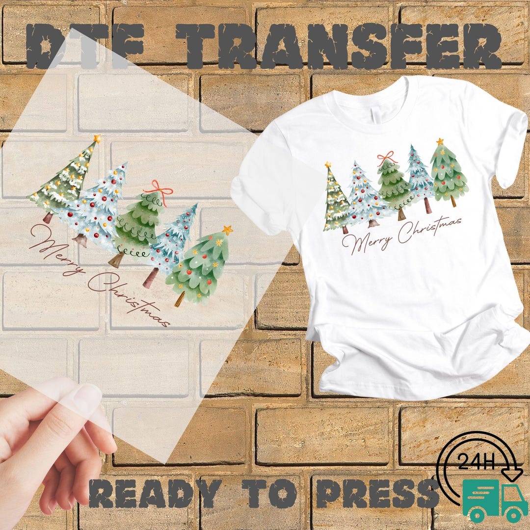 Retro Christmas Tree DTF Transfer: Glitter Effect, Cold Peel - Etsy