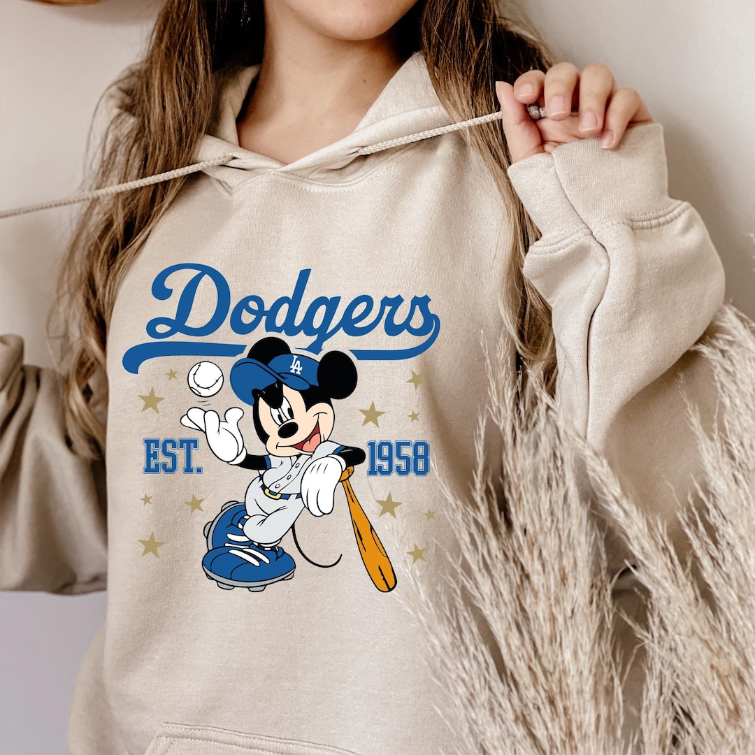Mickey Mouse Dodgers 1958 Baseball Hoodie, Mickey Mouse Hoodie, Disney ...