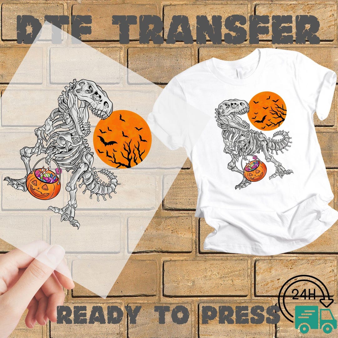 T-rex Dinosaur Pumpkin DTF Transfer: Halloween Iron-on Graphic - Etsy