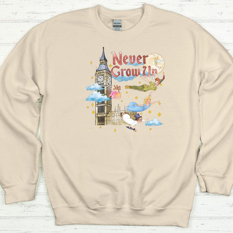 Retro Never Grow up Disney Peter Pan DTF Transfer, Peter Pan Tinker ...