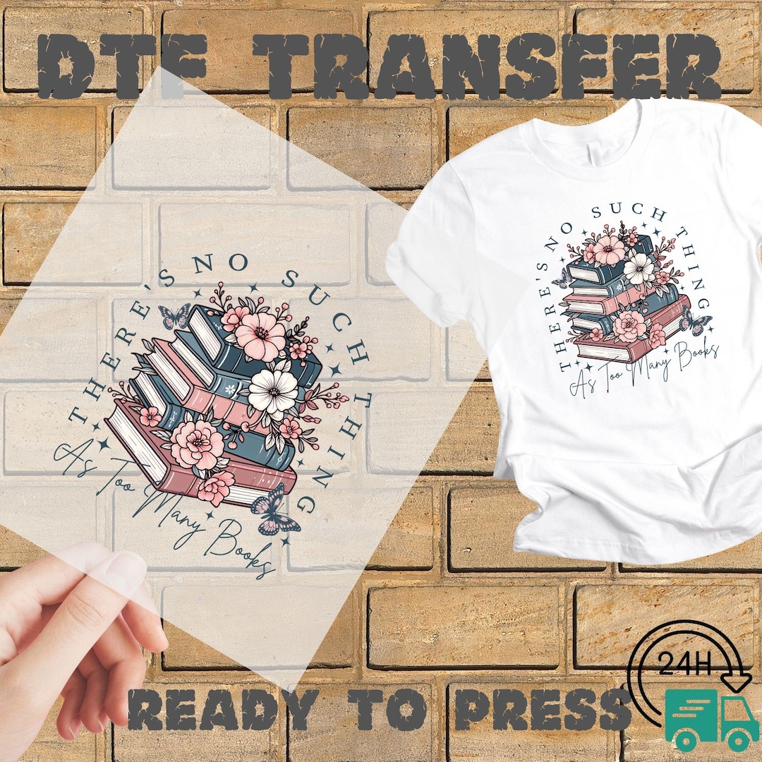 Floral Books DTF Transfer: Ready to Press Heat Transfer Print - Etsy