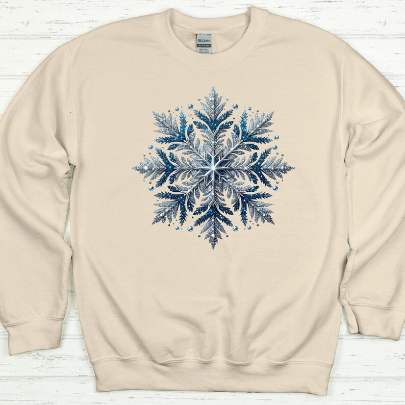 Silver Blue Glitter Snowflakes DTF Transfer: Christmas T-shirt Design ...