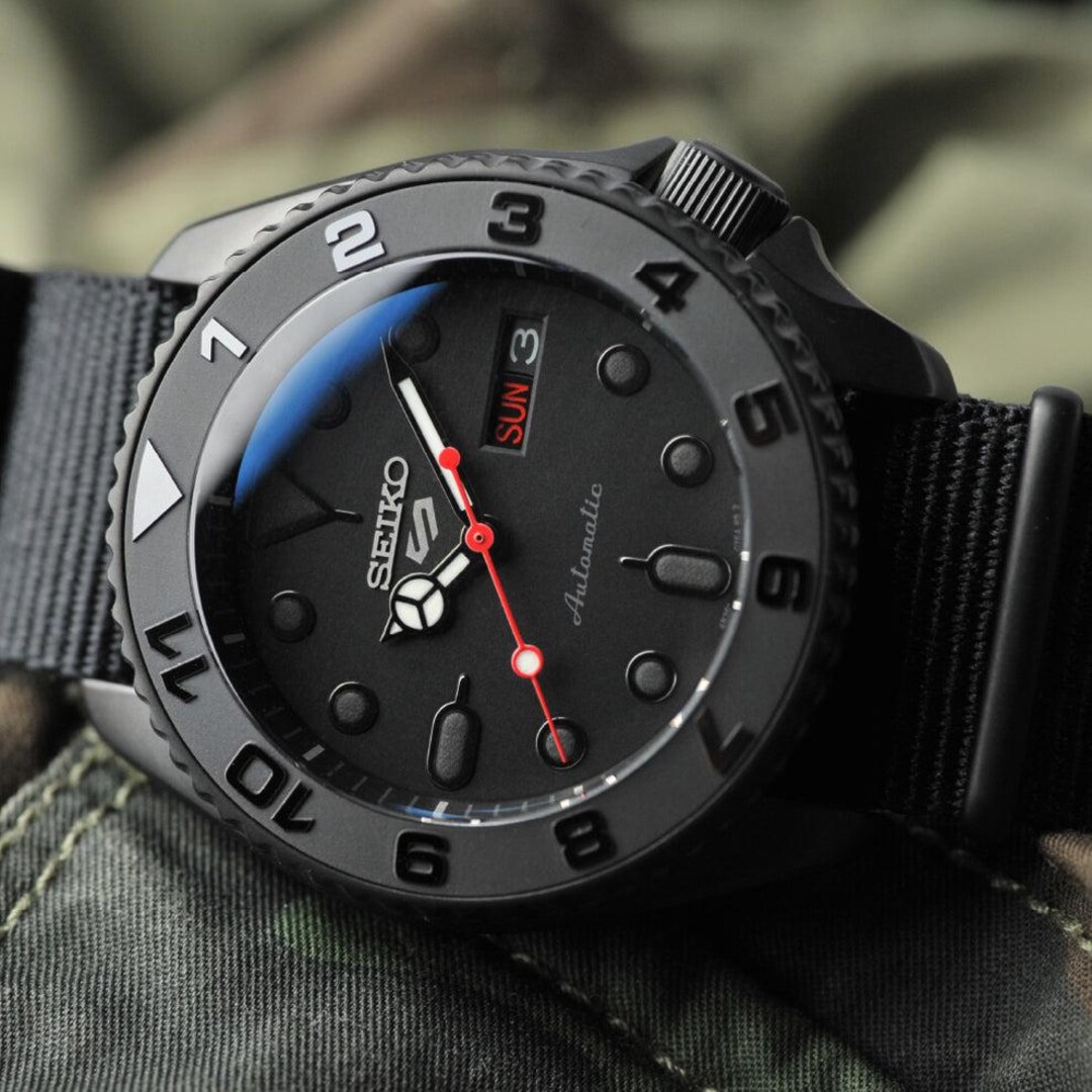 SEIKO BLACK STEALTH Custom Mod Automatic Dive Watch, Seiko Custom Built ...