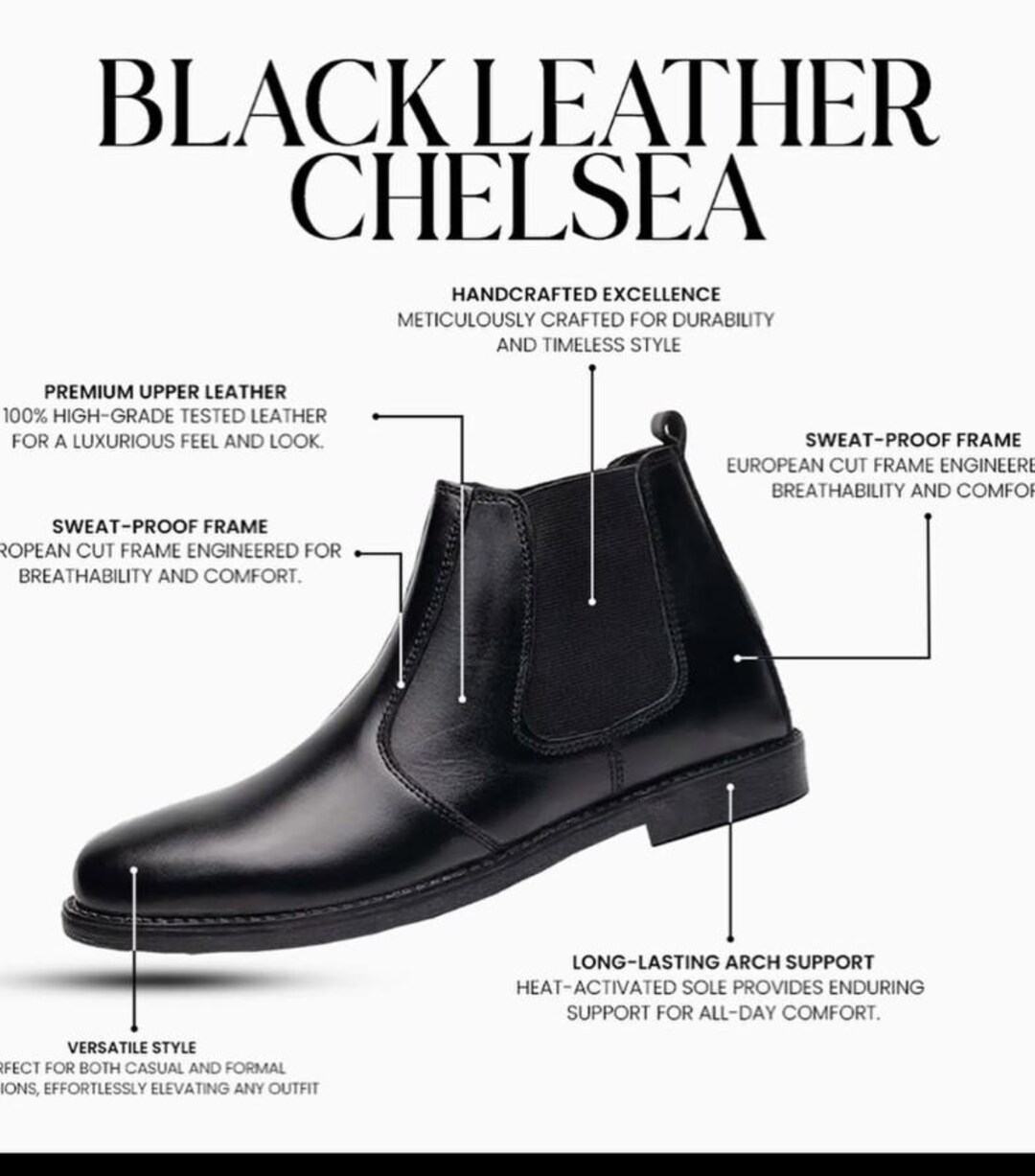 Black Leather Chelsea Boots for Men – Handmade Slip-on Ankle Boots ...