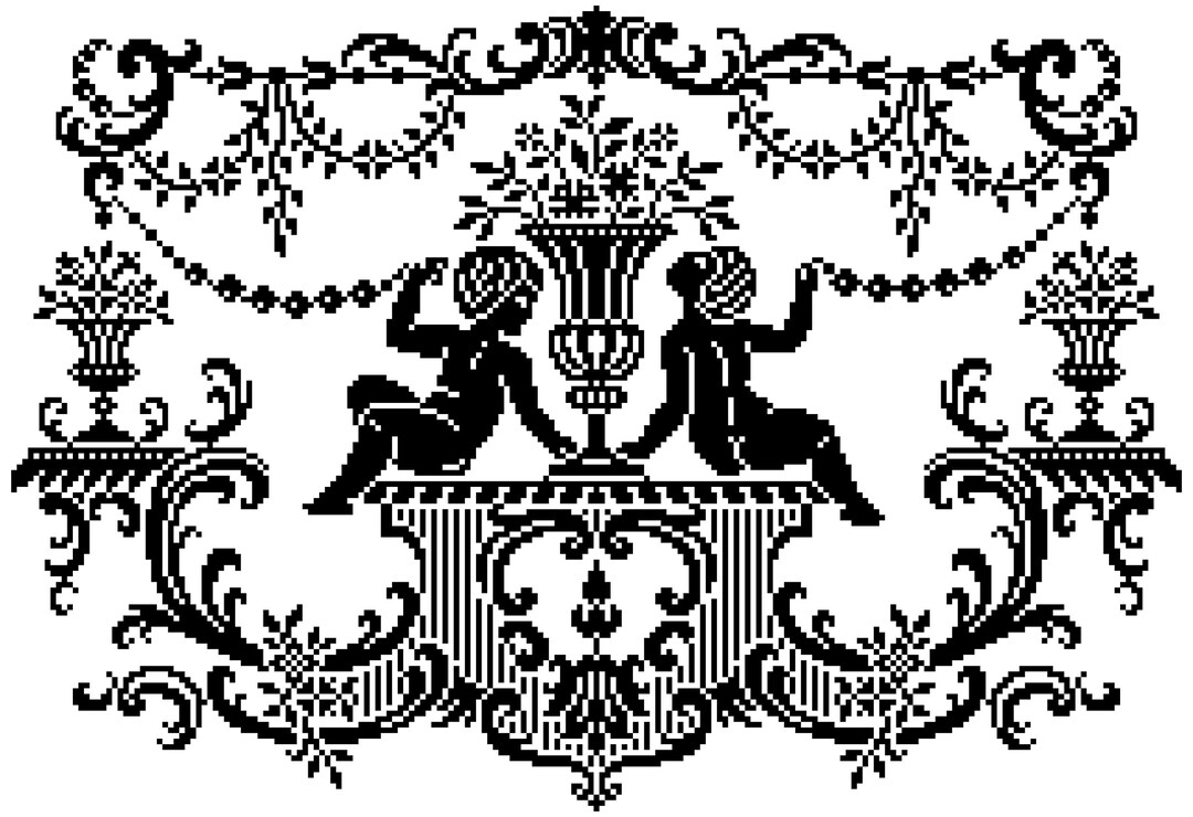 Classic Panel With Cupids and Flower Vase - Filet Crochet Pattern With ...