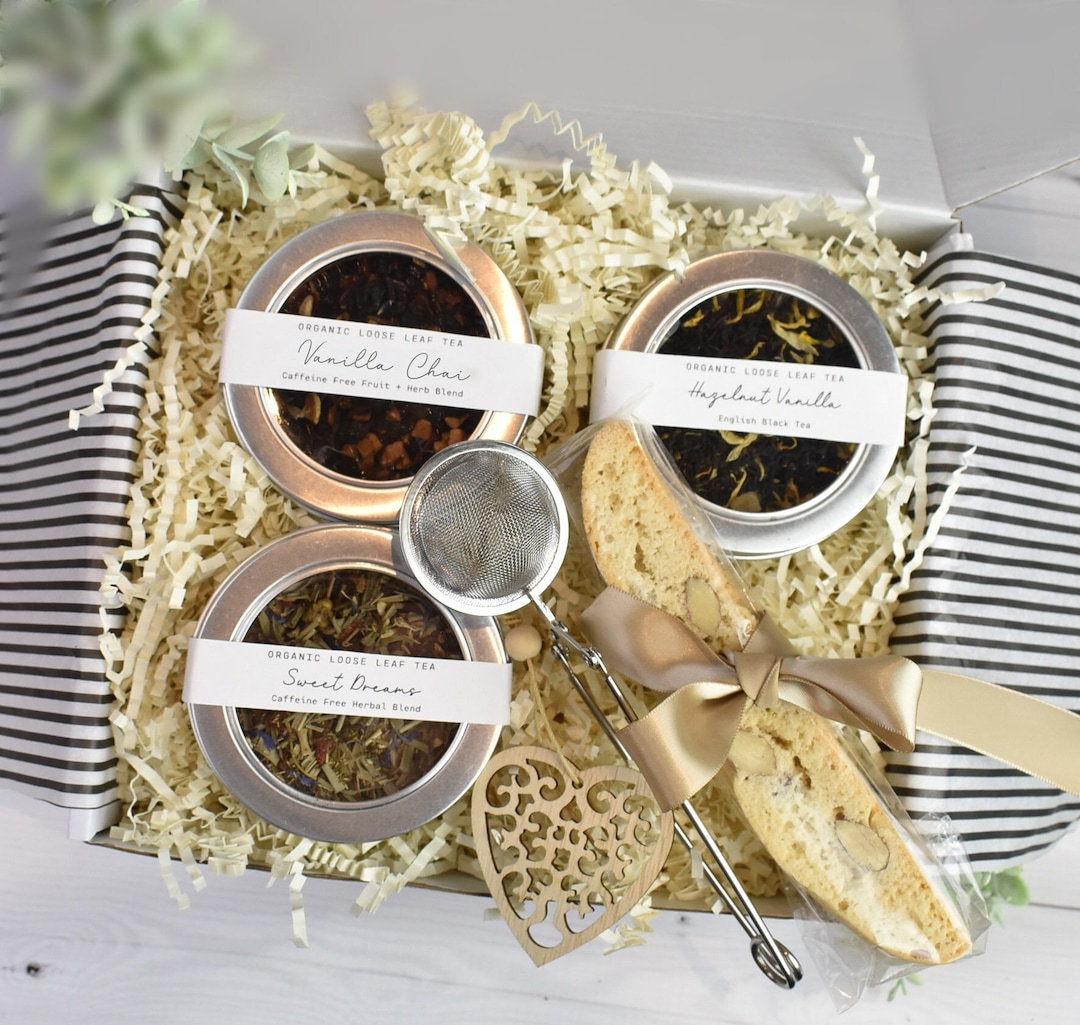 Tea Time Gift Box With Biscotti and Tea Infuser and a Note Card ...